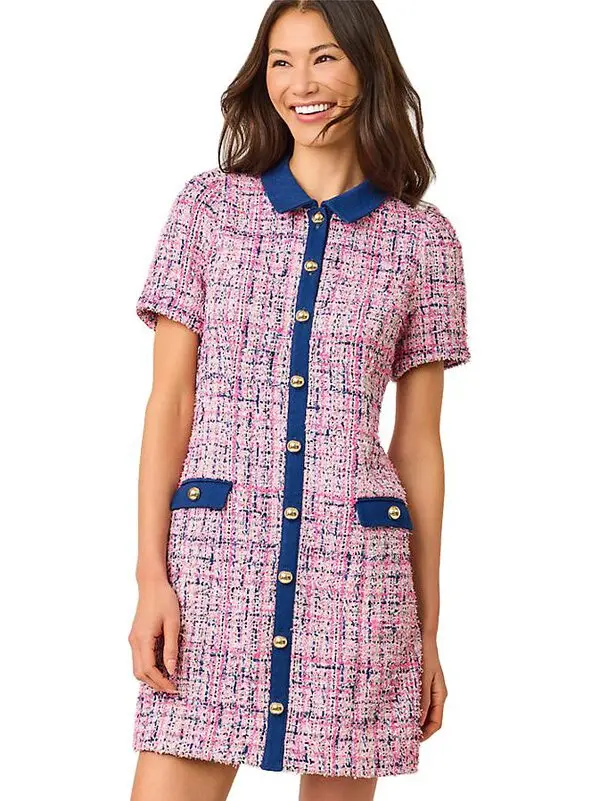 LILLY PULITZER Aaryn Boucle Shift Dress - Confetti Pink Eyelash Texture Boucle