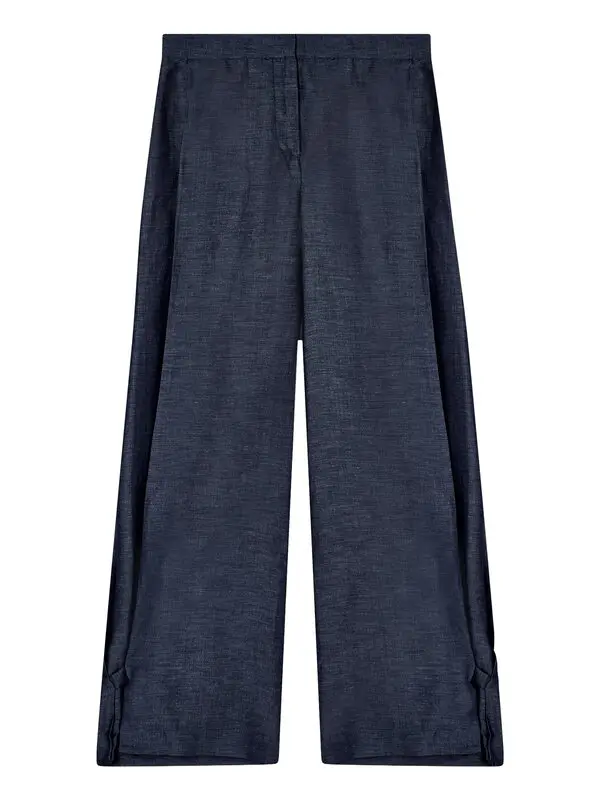 Giorgio Armani Wide-leg Trousers In Linen And Lyocell - Grey