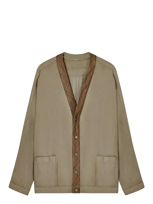 Giorgio Armani Shirt Jacket In Cupro And Linen - Brown