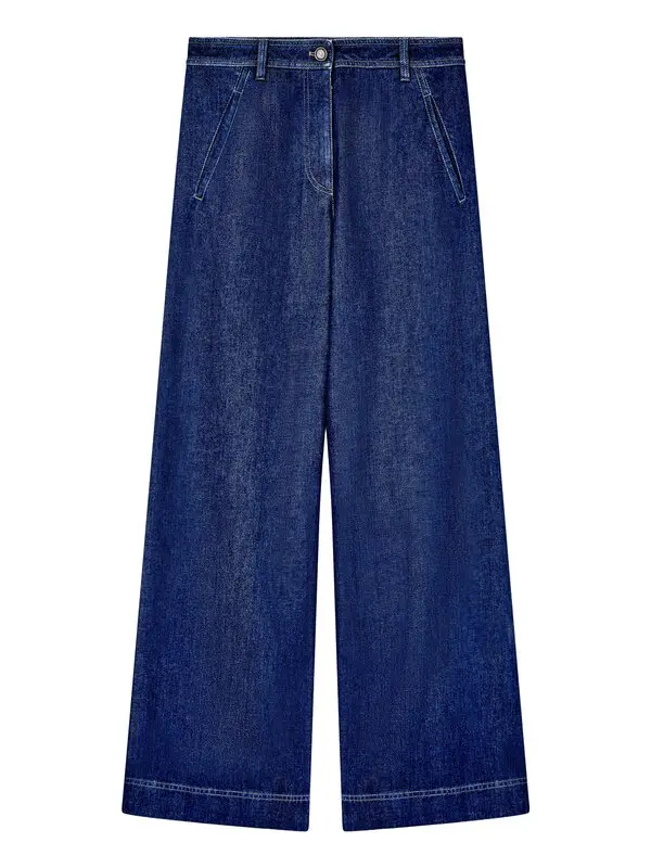 Giorgio Armani Stretch-cotton Denim Wide-leg Trousers - Blue