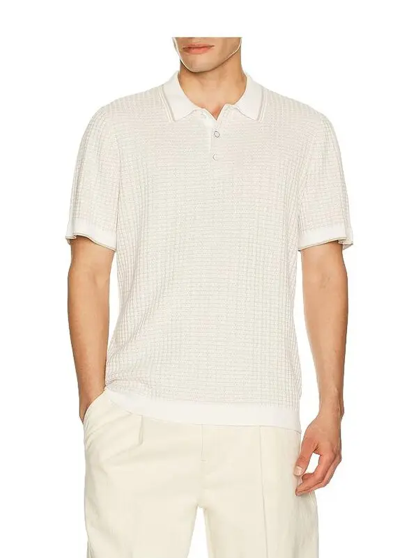 Rag & Bone Harvey Rib Polo In Beige - Chalk