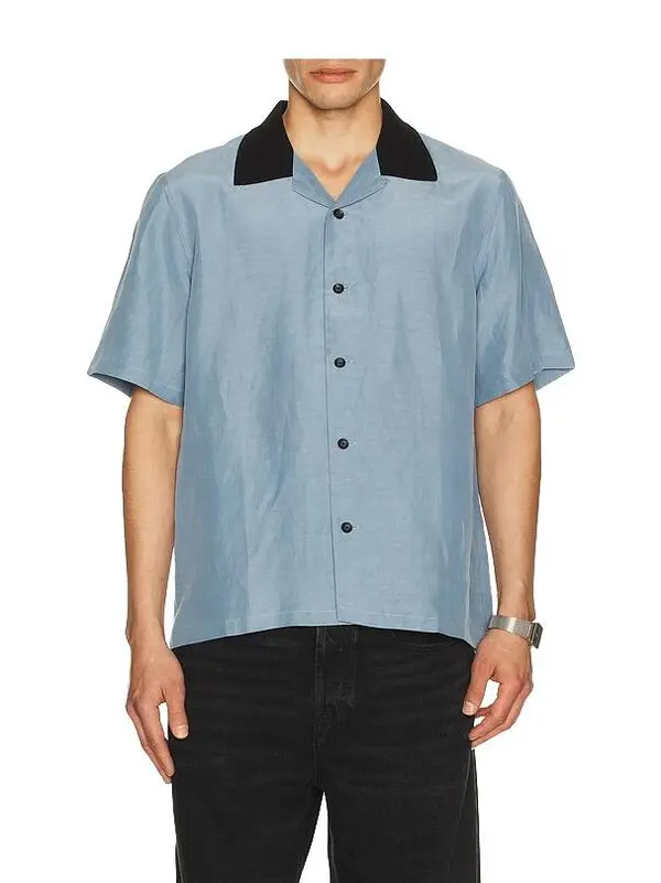 Rag & Bone Avery Slub Shirt In Baby Blue - Light Blue