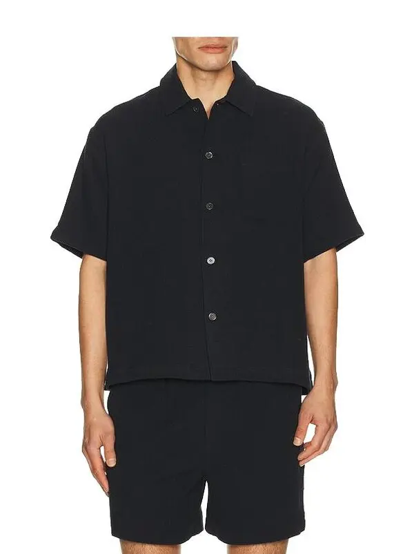 FRAME Open Weave Shirt In Navy - Dark Navy
