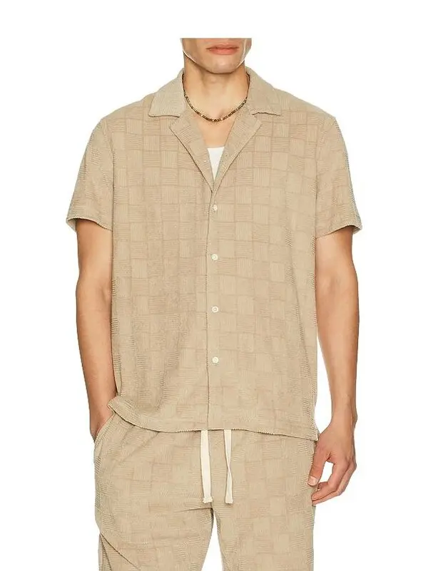 Rails Maverick Camp Collared Shirt In Beige - Grange Craft Paper