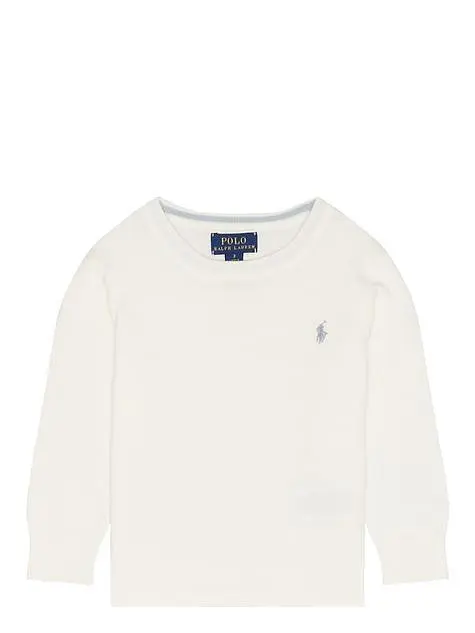 Polo Ralph Lauren Long Sleeve Cotton Cable Knit Crewneck Sweater - Deckwash White