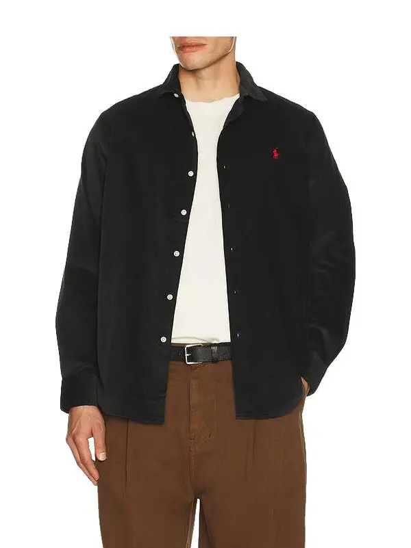 Polo Ralph Lauren Long Sleeve Corduroy Sport Shirt In Black - Polo Black