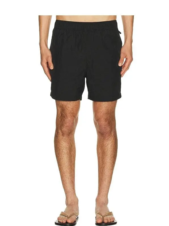 Onia Nylon Crinkle 5 Swim Trunk - Black