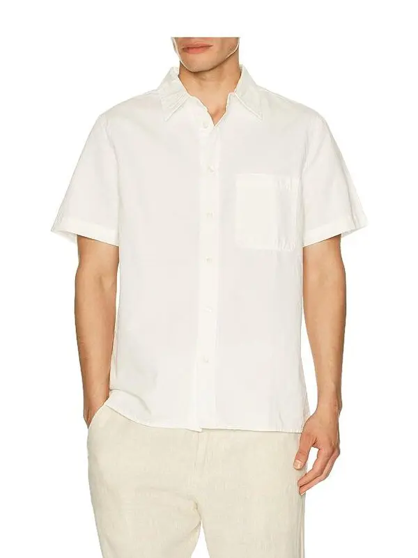 Citizens Of Humanity Short Sleeve Pocket Cairo Shirt In White - Soft White