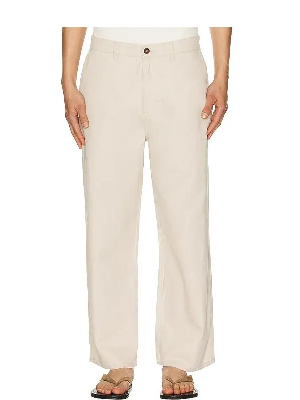 RHYTHM Relaxed Herringbone Pant In Cream - Sand