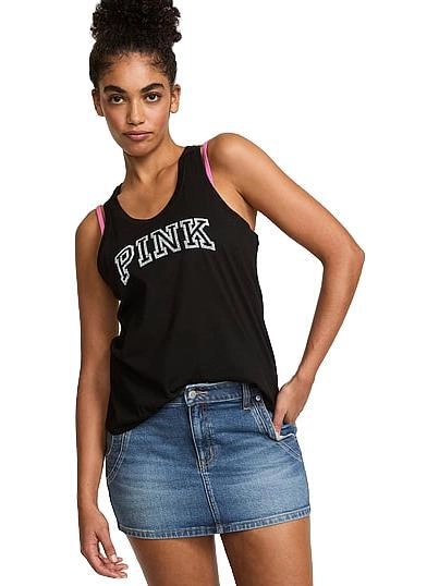 Pink Campus Cotton™ Tank Top - Black