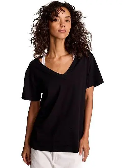 Pink Campus Cotton™ V-neck Tee - Black