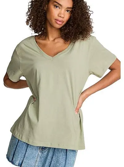 Pink Campus Cotton™ V-neck Tee - Green