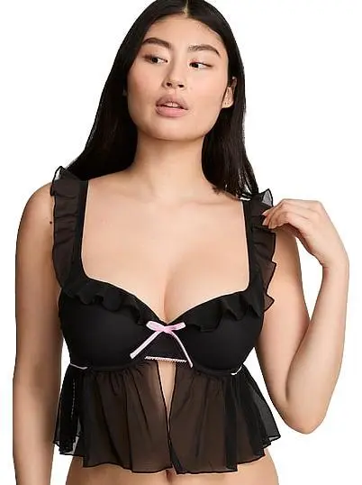 Pink Lightly Lined Scoop Corset Top - Black