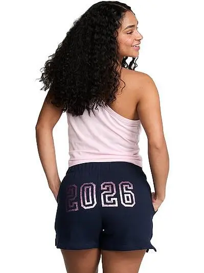 Pink Campus Fleece Roll-down Shorts - Blue
