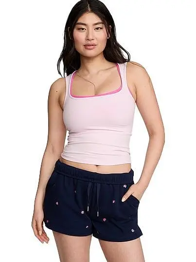Pink Campus Fleece Roll-down Shorts - Blue