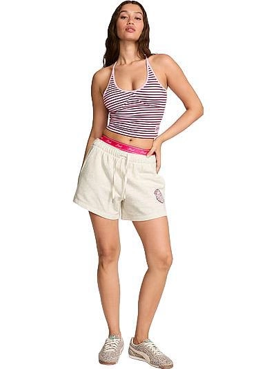 Pink Campus Fleece Roll-down Shorts - Grey