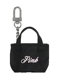 Pink Mini Tote Keychain Charm - Black