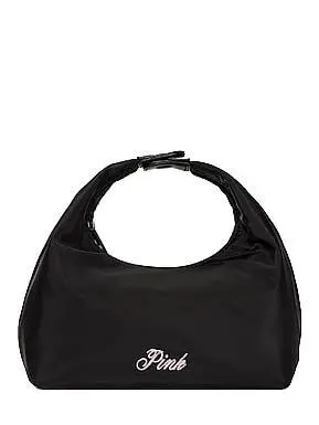 Pink Nylon Snap Makeup Bag - Black