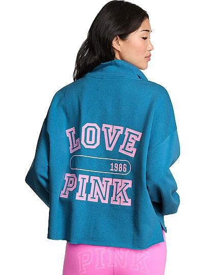 Pink Campus Fleece Quarter-zip Sweatshirt - Blue