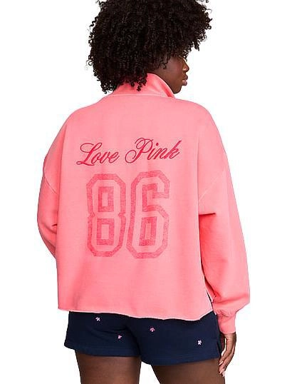 Pink Campus Fleece Quarter-zip Sweatshirt - Pink