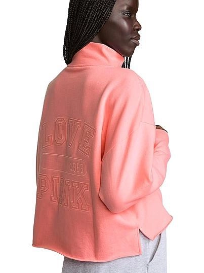 Pink Campus Fleece Quarter-zip Sweatshirt - Pink