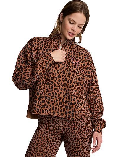 Pink Campus Fleece Quarter-zip Sweatshirt - Print