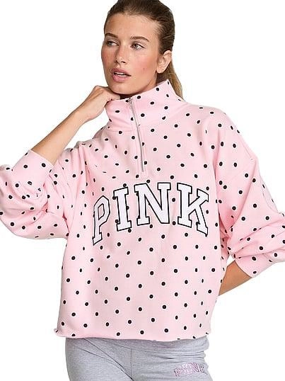 Pink Campus Fleece Quarter-zip Sweatshirt - Print