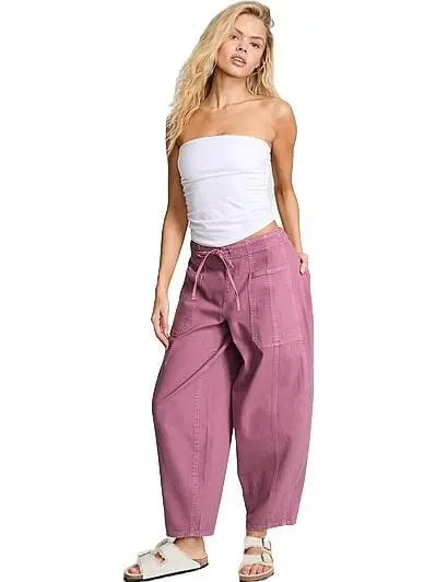 Pink Pull-on Barrel Pants - Purple