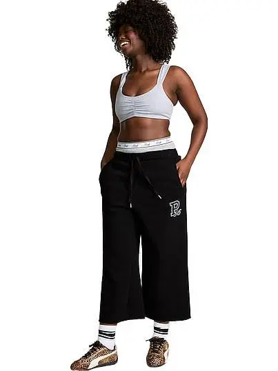 Pink Campus Fleece™ Cropped Wide-leg Sweatpants - Black