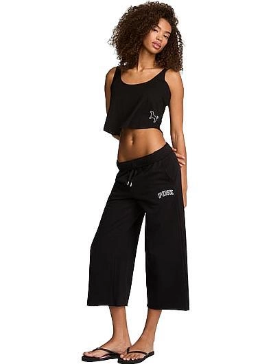 Pink Campus Fleece™ Cropped Wide-leg Sweatpants - Black
