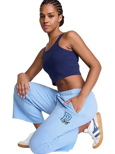 Pink Campus Fleece™ Cropped Wide-leg Sweatpants - Blue