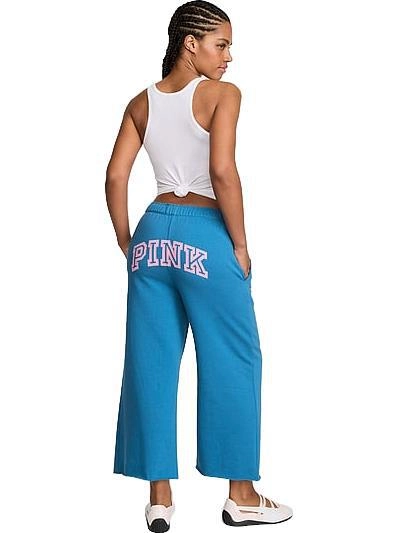Pink Campus Fleece™ Cropped Wide-leg Sweatpants - Blue