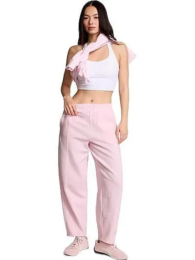 Pink Campus Fleece Seamed Barrel Sweatpants - Pink