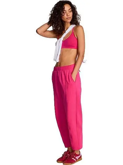 Pink Campus Fleece Seamed Barrel Sweatpants - Pink
