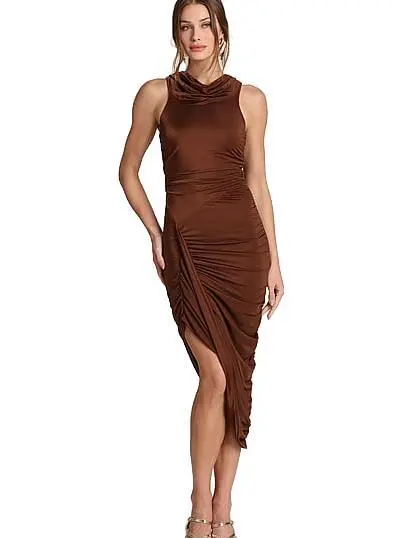 Victoria's Secret Draped Body-con Cowl Neck Dress - Brown