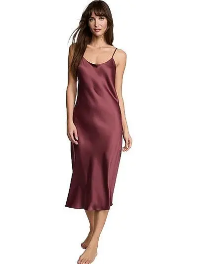 Victoria's Secret Satin Slip Midi Dress - Pink