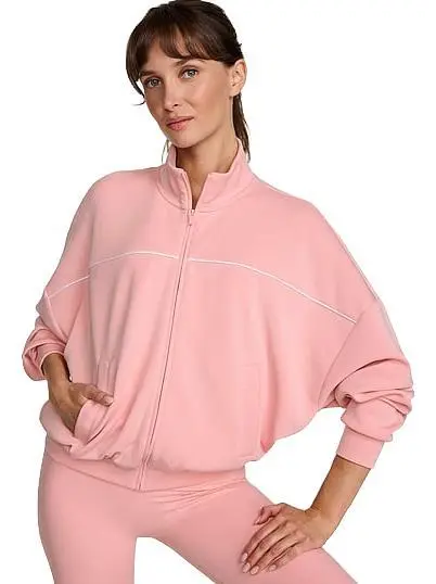 Victoria's Secret Vsx Featherweight Knit Full-zip Track Jacket - Pink