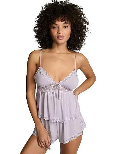 Victoria's Secret Modal Lace-trim Cami & Shorts Set - Purple