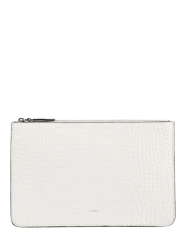 TOTEME Threefold Croco-embossed Leather Clutch - Off-white
