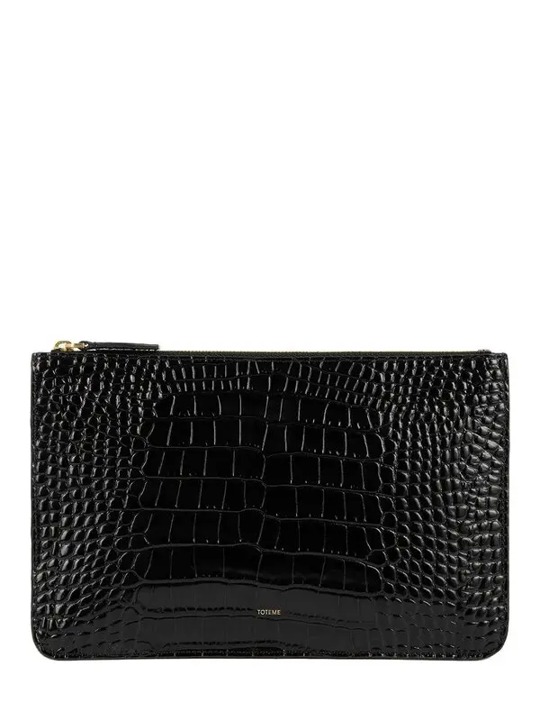 TOTEME Threefold Croco-embossed Clutch - Black