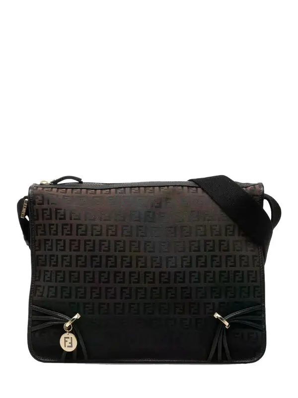Fendi 2000-2010 Zucchino Canvas F Charm Crossbody Bag - Brown