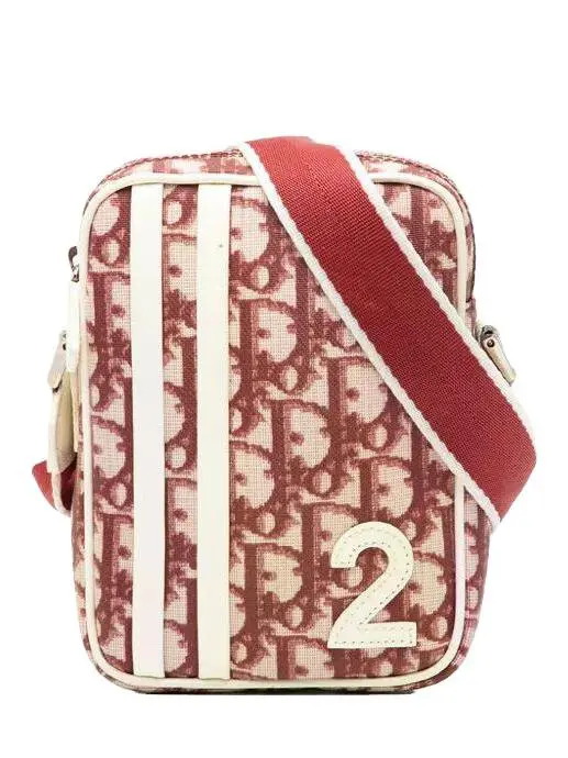 Dior 2002 Oblique Trotter Coated Canvas No.2 Crossbody Bag - Red