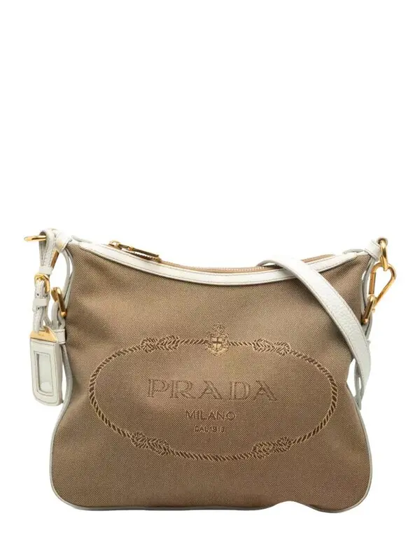 Prada Canvas Canapa Logo Crossbody Bag - Brown