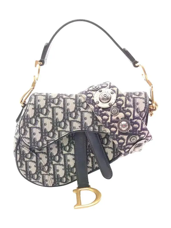 Dior 2010-2026 Mini Oblique Canvas Saddle Satchel - Brown