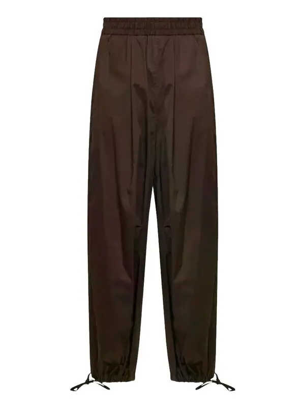 BLANCA VITA Elasticated-waisted Drawstring-hem Trousers - Brown