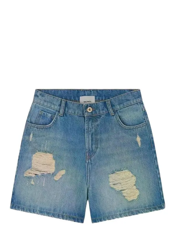 HALFBOY Distressed Denim Shorts - Blue
