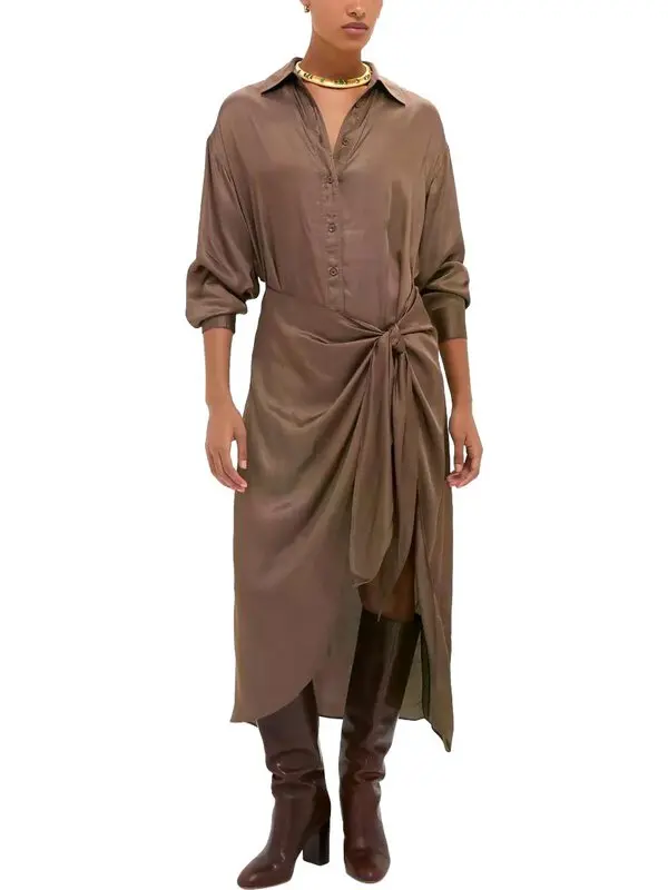 APIECE APART Alessandra Tie-waist Midi Dress - Brown