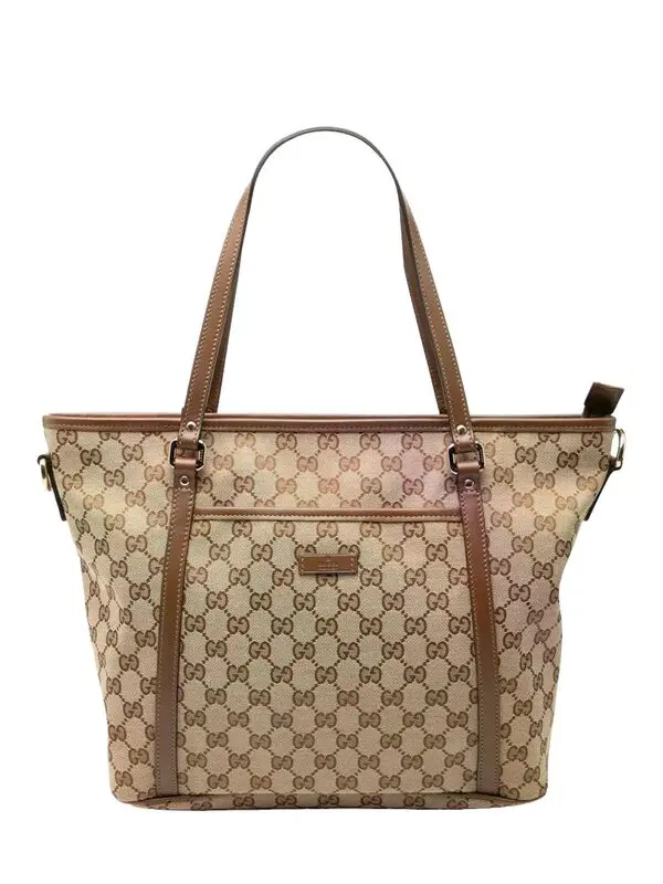 Gucci Gg Canvas Convertible Joy Tote Satchel - Brown