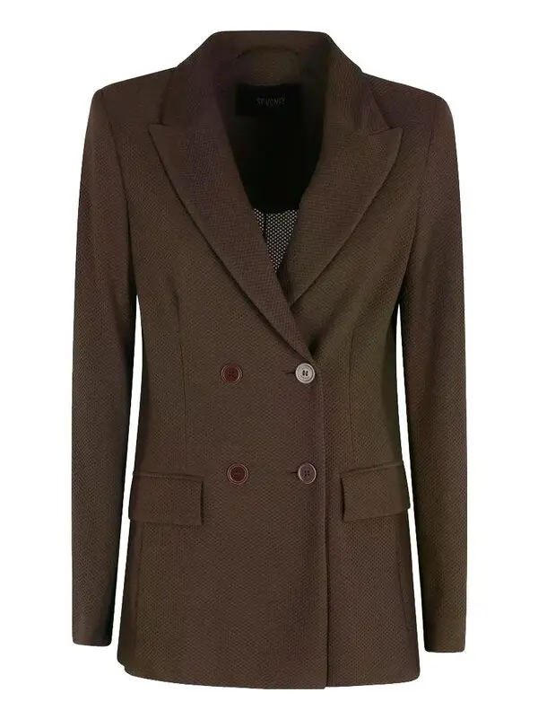Seventy Double-breasted Textured Blazer - Brown