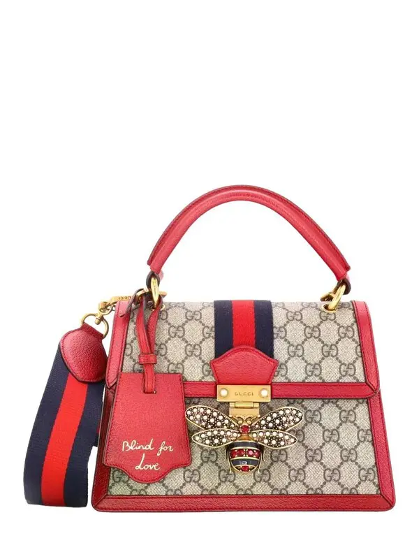 Gucci Queen Margaret Top Handle Gg Coated Canvas Small Satchel - Brown